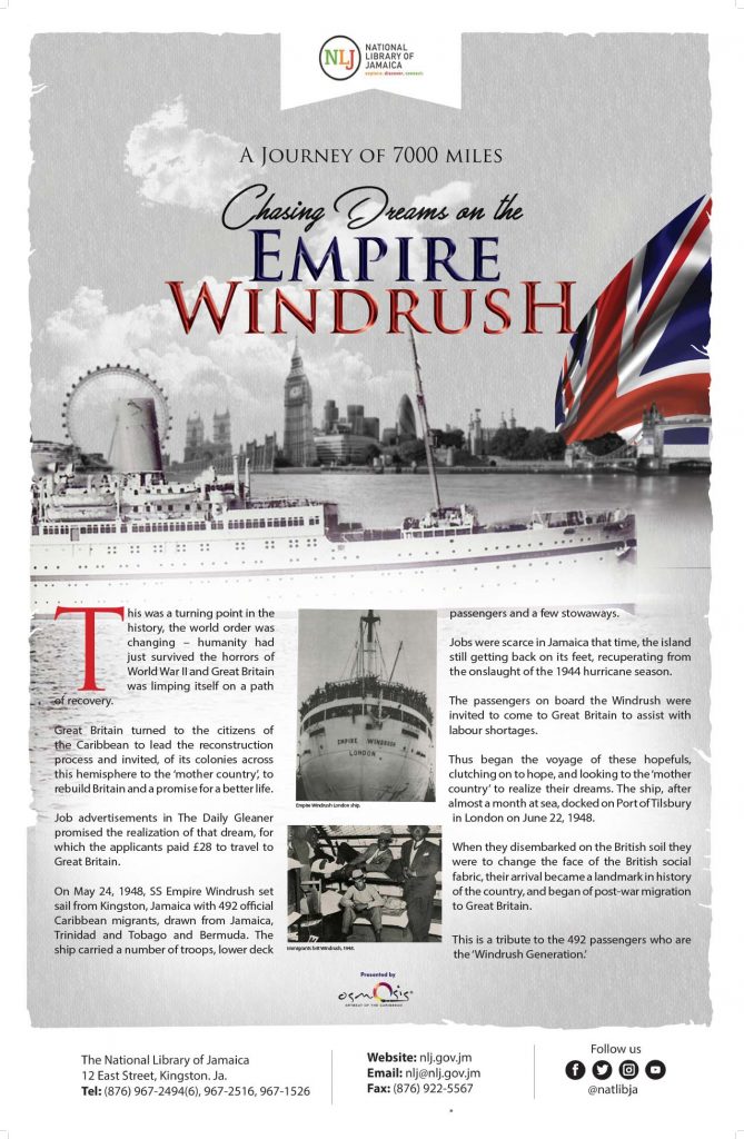 windrush exhibit poaster main | The National Library of Jamaica